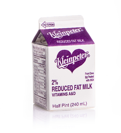2% Reduced Fat Milk - Half Pint Carton - Kleinpeter Farms Dairy - Milk ...