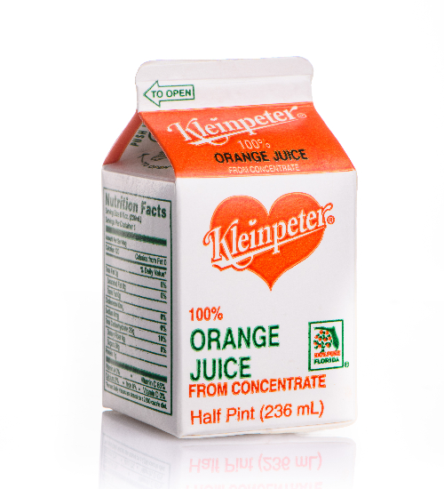 Orange Juice - Half Pint Carton - Kleinpeter Farms Dairy - Milk - Dairy Products
