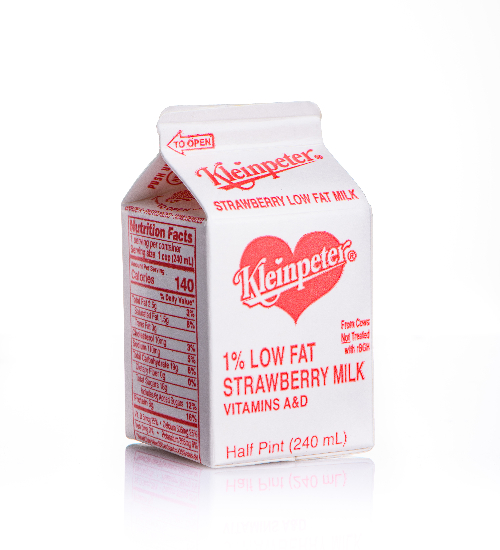 Low Fat Strawberry Milk - Half Pint Carton - Kleinpeter Farms Dairy ...